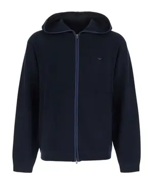 Emporio Armani Zip-up Knitted Hoodie - Black