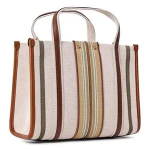 Chloé Canvas Tote Bag With Leather Trim And Embroidered Logo