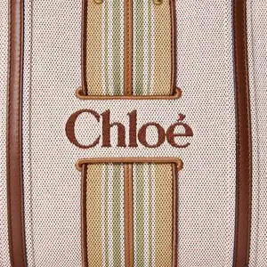 Chloé Canvas Tote Bag With Leather Trim And Embroidered Logo