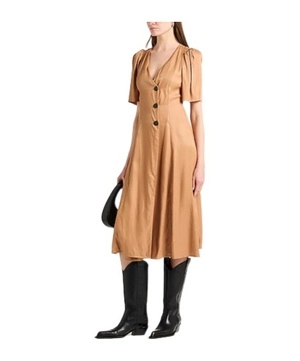 GANNI Midi Dress With V-neck And Short Sleeves