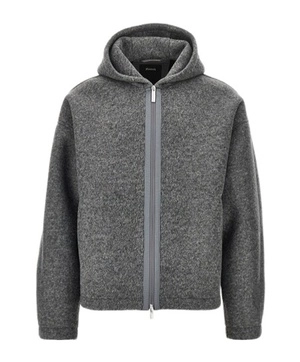 Herno Zip-up Hooded Heathered Wool-blend Casual Jacket