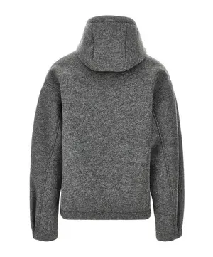 Herno Zip-up Hooded Heathered Wool-blend Casual Jacket