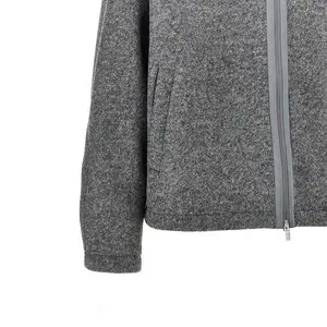 Herno Zip-up Hooded Heathered Wool-blend Casual Jacket