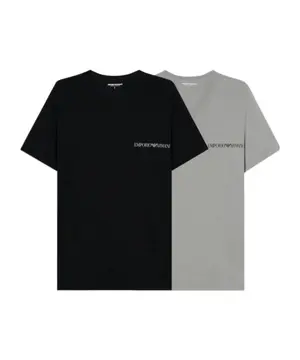Emporio Armani Two-pack Of Core Logoband Jersey Loungewear T-shirts - Black/gray