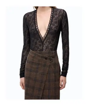 Pinko Floral-lace V-neck Bodysuit