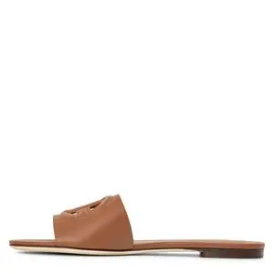 Dolce & Gabbana Bianca Calfskin Leather Cut-out Logo Slides