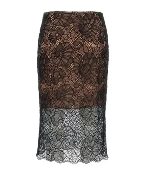 ROTATE BY BIRGER CHRISTENSEN Lace Midi Skirt - Black