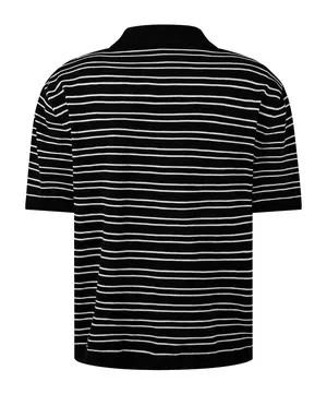 REPRESENT Striped Shortsleeve Knit Polo Shirt