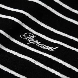 REPRESENT Striped Shortsleeve Knit Polo Shirt