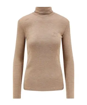 Max Mara Logo Embroidered Mock Neck Knitted Jumper