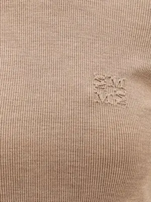 Max Mara Logo Embroidered Mock Neck Knitted Jumper