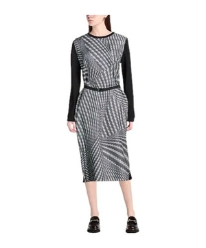 Tory Burch Midi Dress With Printed Panel And Belt