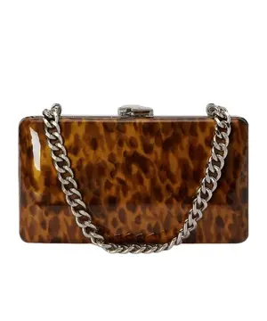 RALPH LAUREN Ralph Lauren Tortoiseshell Hardcase Evening Clutch With Chain Strap