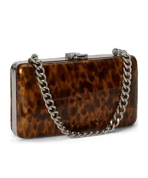 Ralph Lauren Tortoiseshell Hardcase Evening Clutch With Chain Strap