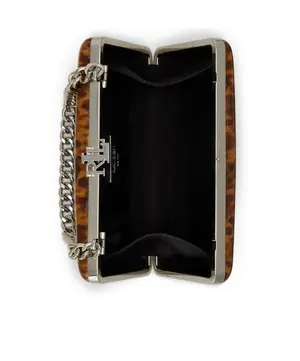 Ralph Lauren Tortoiseshell Hardcase Evening Clutch With Chain Strap
