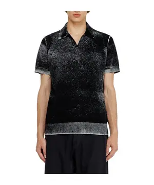 DIESEL® Washedeffect Shortsleeve Knit Polo Shirt