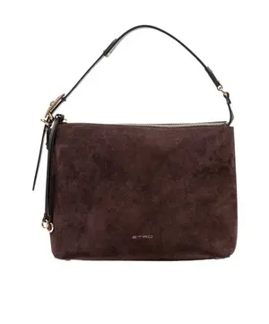 Etro Logo-print Suede Shoulder Bag