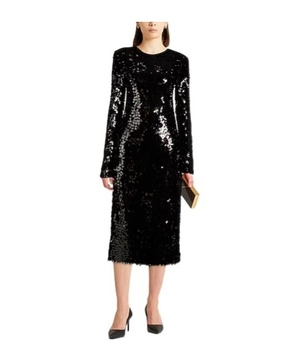 Sportmax Sequined Midi Dress With Long Sleeves And Crewneck