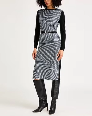 Tory Burch Printed Long Sleeve Midi Dress