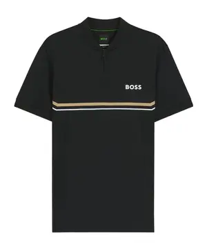 Hugo Boss Halfzip Standcollar Shortsleeve Polo - Black