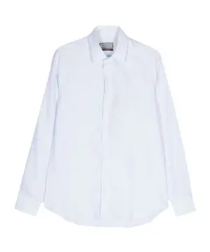 Canali Patterned-jacquard Shirt - Light Blue