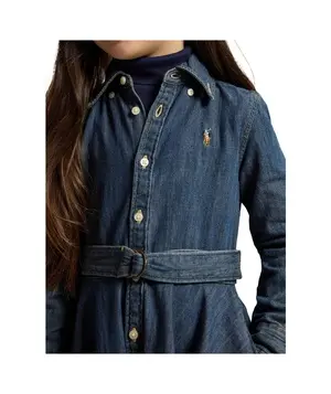Polo Ralph Lauren Long Sleeve Denim Shirt Dress With Belt