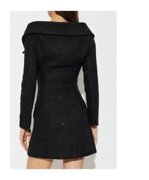SELF-PORTRAIT Off-shoulder Double-breasted Mini Dress