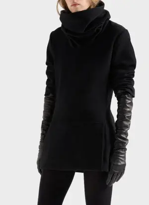 7 For All Mankind Wool Blend Pleated Turtleneck Dress