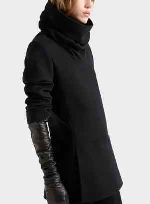 7 For All Mankind Wool Blend Pleated Turtleneck Dress