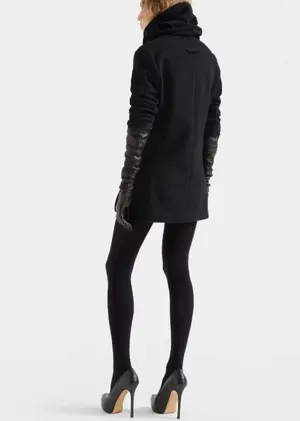 7 For All Mankind Wool Blend Pleated Turtleneck Dress