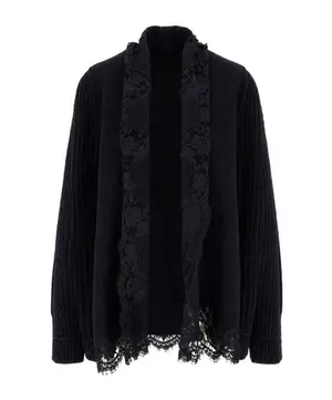 Ermanno Scervino Lace-trim Ribbed-knit Cardigan
