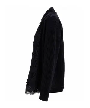 Ermanno Scervino Lace-trim Ribbed-knit Cardigan