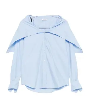 7 For All Mankind High-necked Long-sleeved Poplin Shirt - Light Blue