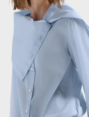 7 For All Mankind High-necked Long-sleeved Poplin Shirt