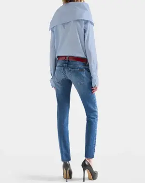 7 For All Mankind High-necked Long-sleeved Poplin Shirt