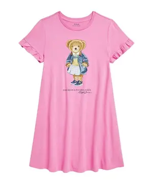 Polo Ralph Lauren Cotton Dress With Embroidered Bear Graphic