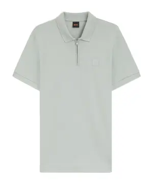 Hugo Boss Shortsleeve Zipup Polo - Silver