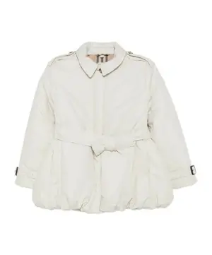 Burberry Belted Bubble-hem Coat - Ice