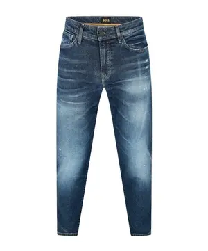 Hugo Boss Washed Tapered Jeans - Blue