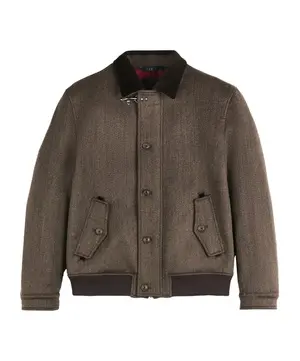 FAY Corduroy-collar Lobster-clasp Bomber Jacket - Brown