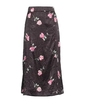 GANNI Floral Print Flared Midi Skirt