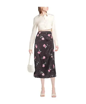 GANNI Floral Print Flared Midi Skirt