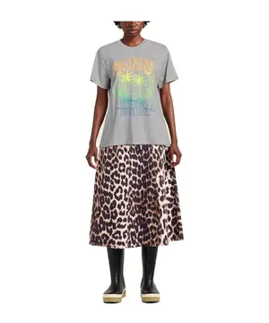 GANNI Printed Crew Neck Short-sleeve T-shirt