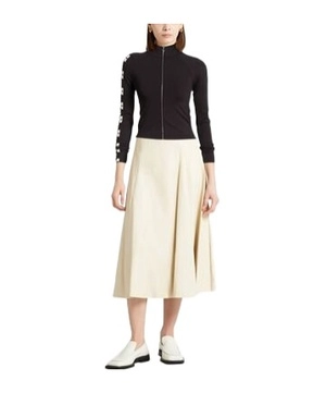 Tory Burch Stand-collar Full-zip Cropped Top