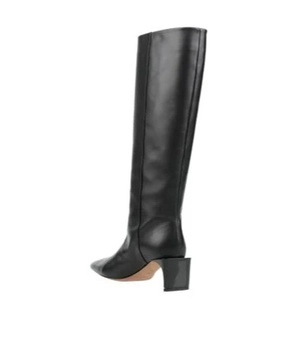 Sportmax Pointed Toe Sculptural Heel Leather Boots - Black