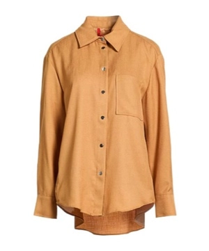 MAXCO. Max&co. Plain Twill Shirt With Classic Collar - Orange