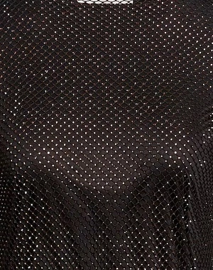 Sportmax Turtleneck Mesh Top With Crystal Appliqués