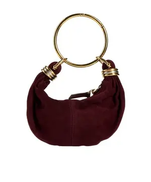 Chloé Suede Crossbody Bag With Gold Tone Hoop Handle