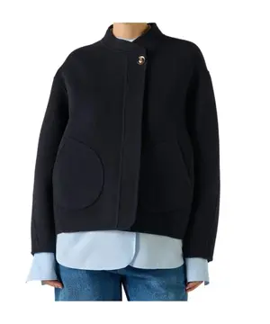 Soeur Short Coat With High Neck And Side Pockets