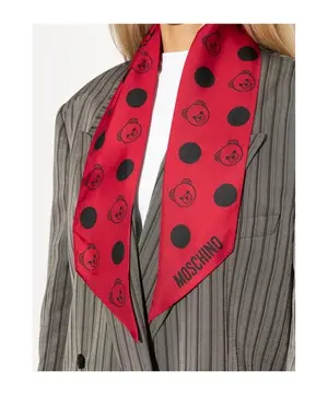 Moschino Polka Dot Teddy Motif Scarf